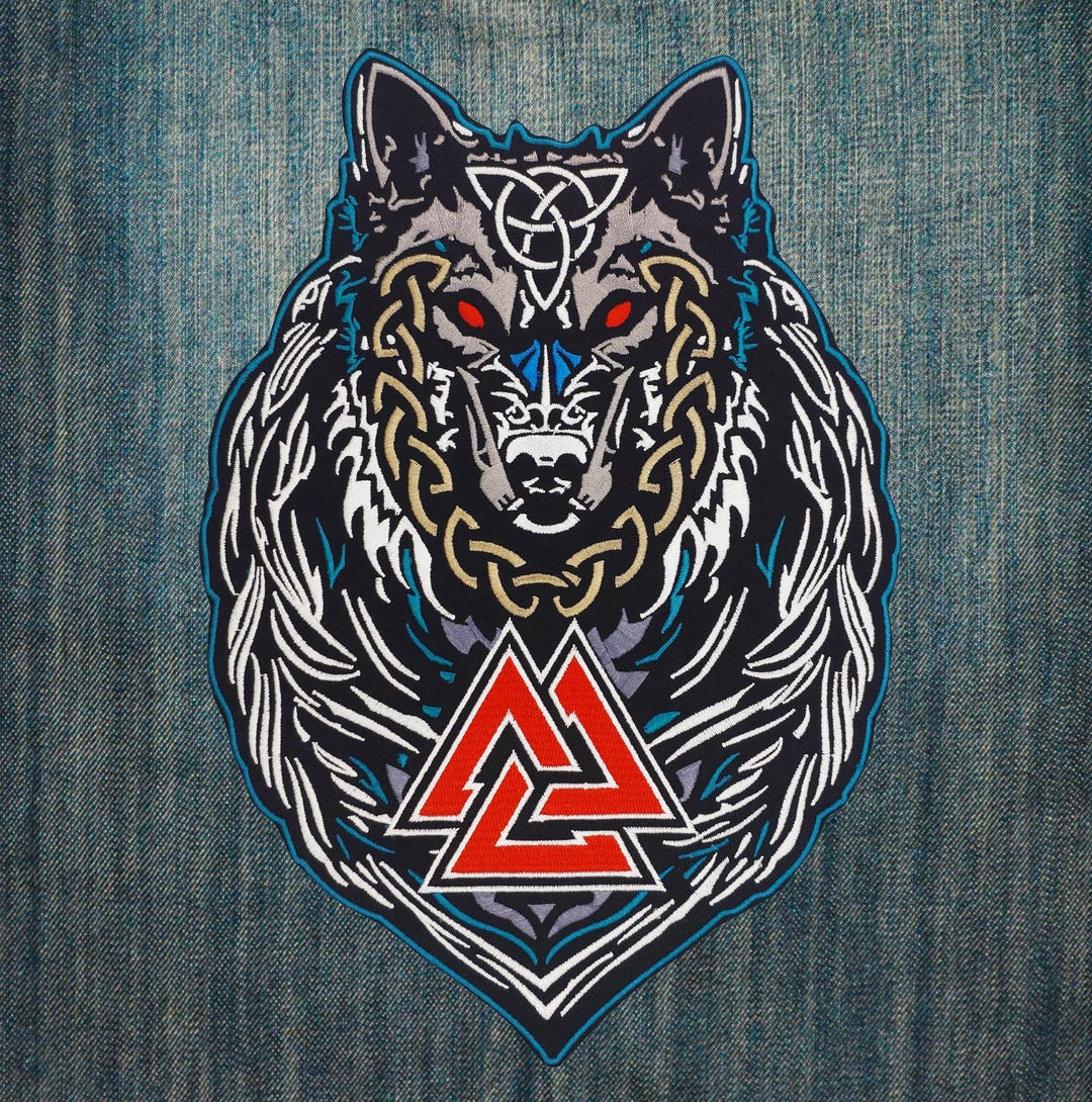 Viking Wolf of Odin With Valknut Symbol Large Embroidered Back Patch - Etsy