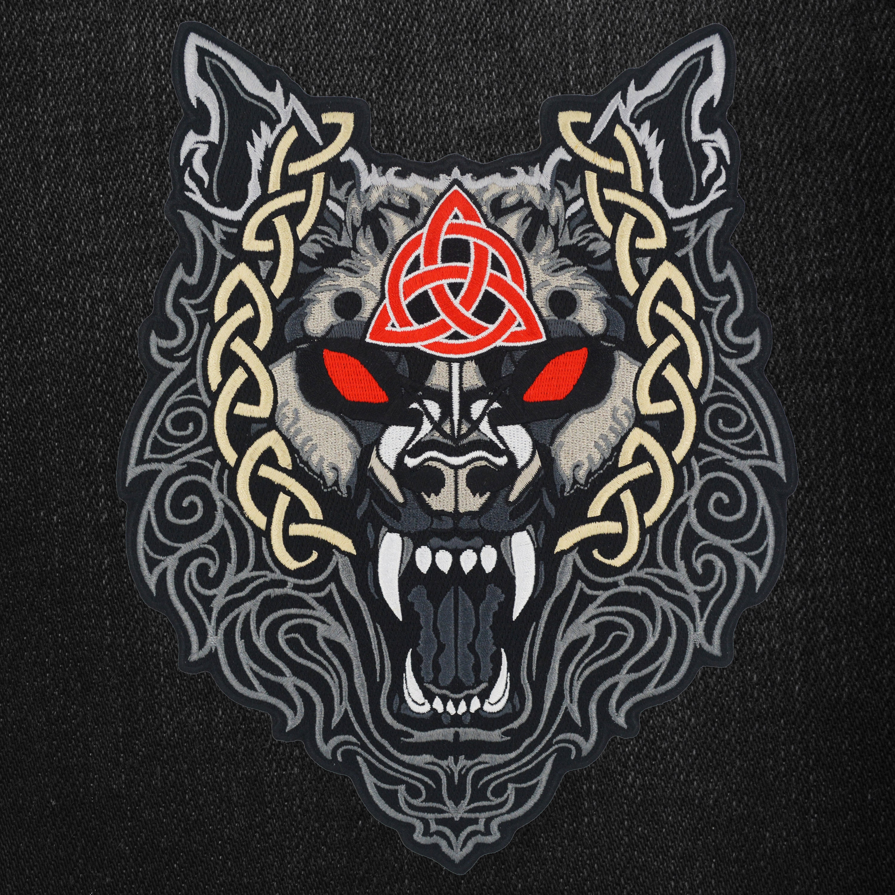 Viking Wolf With Celtic Triquetra Symbol Large Embroidered Back Patch ...