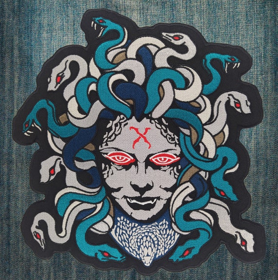 Medusa Red X on Forehead Large Embroidered Back Patch - Etsy
