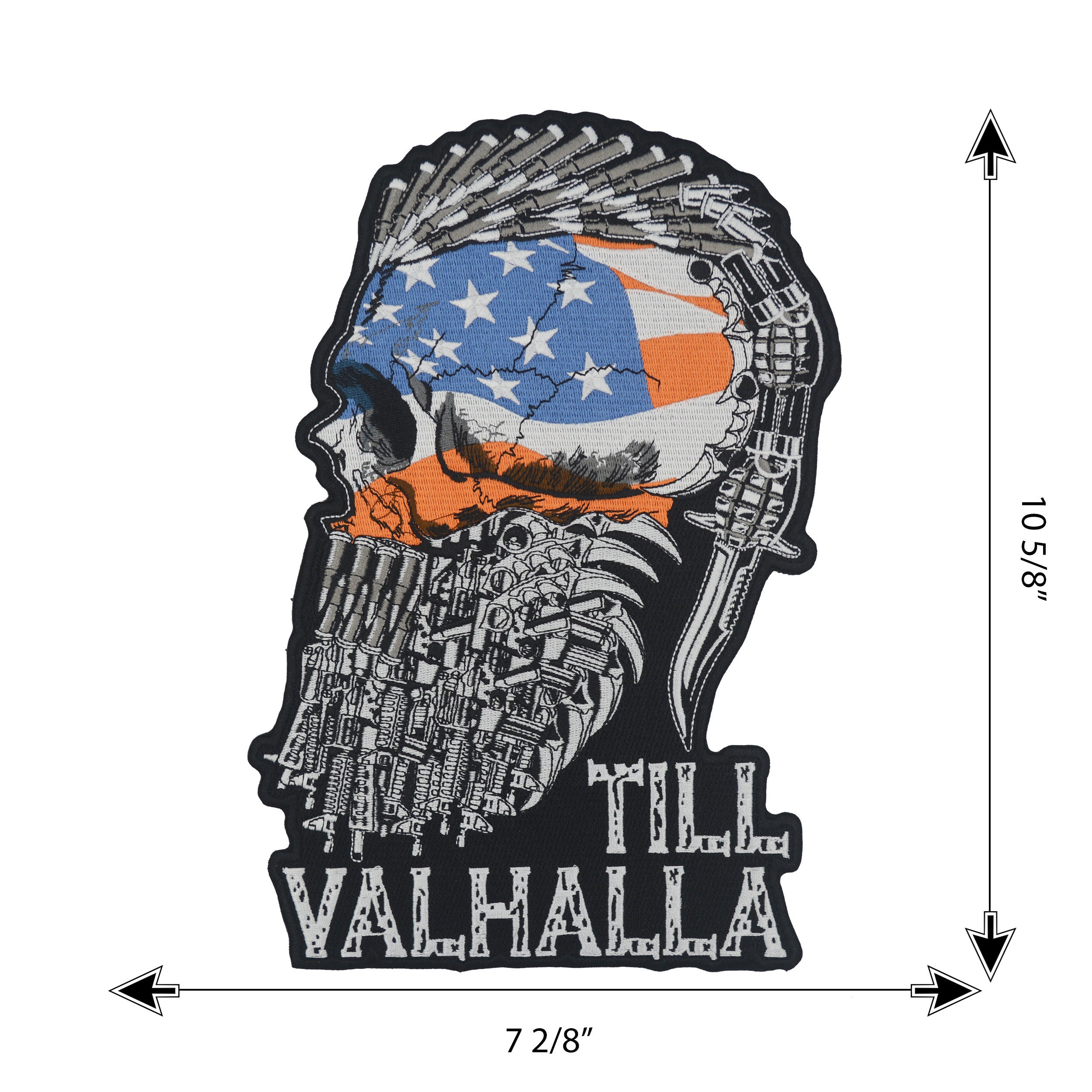 Till Valhalla American Flag Viking Skull Large Embroidered - Etsy
