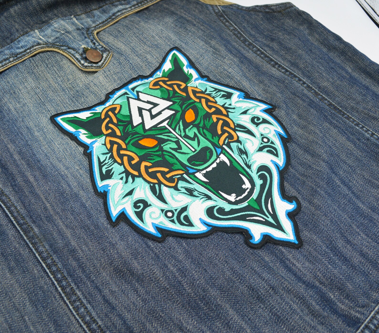 Viking Wolf of Odin Large Embroidered Back Patch Ice Wolf | Etsy