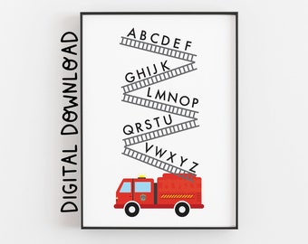 Printable Fire Truck Alphabet - Etsy