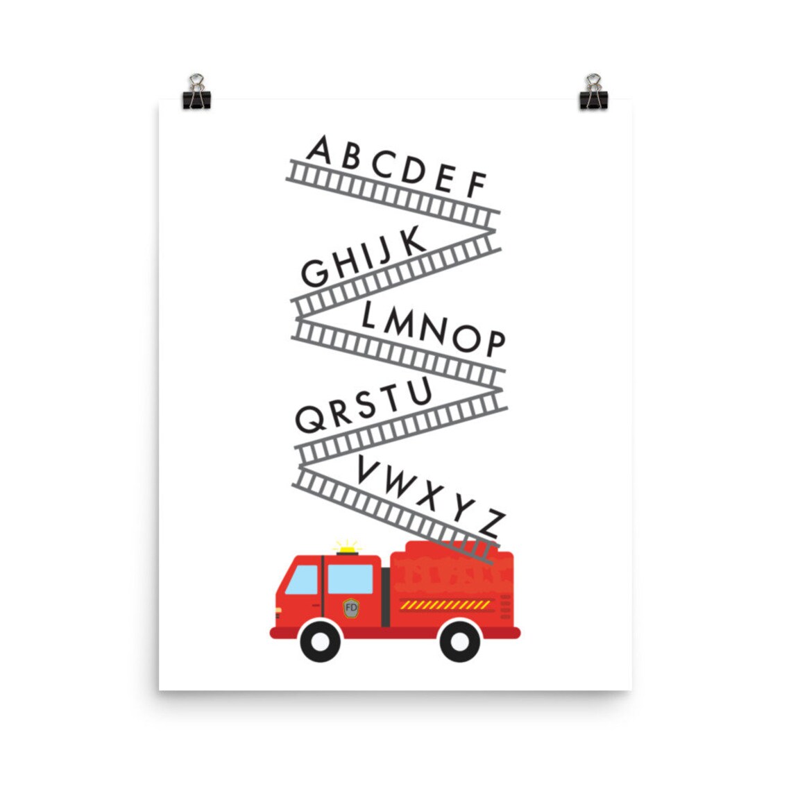 Fire Truck Alphabet Poster Kids Alphabet Print Fire Truck | Etsy