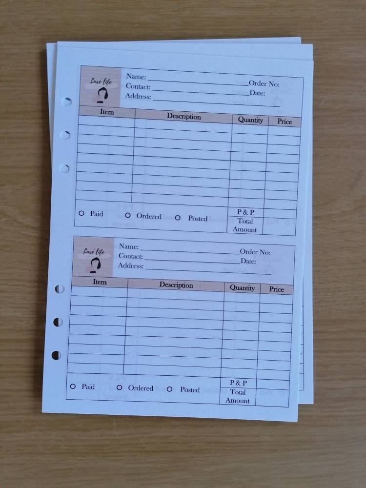 Personalised A5 Order Forms Printable PDF, Sales Record Book Instant ...