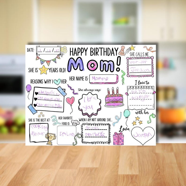 Happy Birthday Fill-in Printables | Happy Birthday Mom | Happy Birthday ...