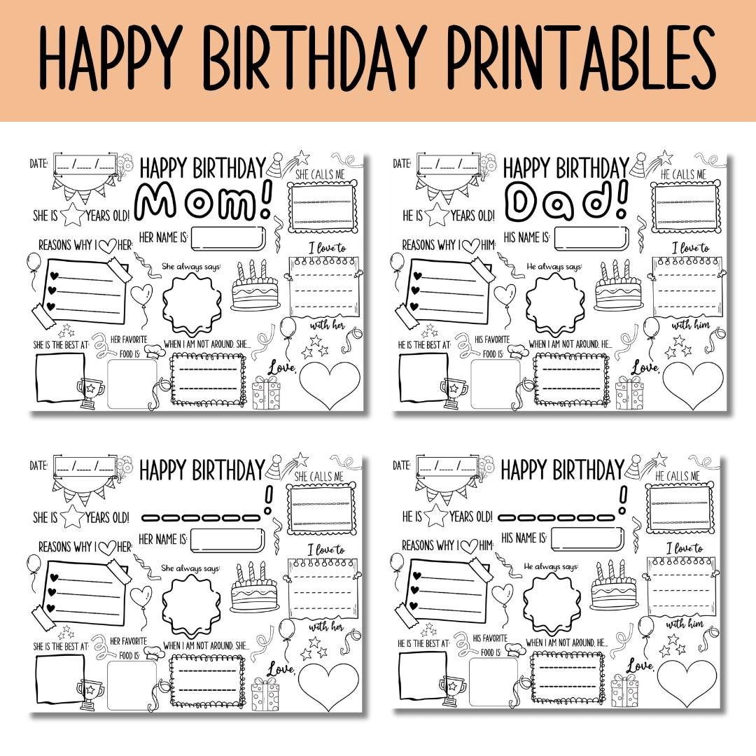 Happy Birthday Fill-in Printables | Happy Birthday Mom | Happy Birthday ...