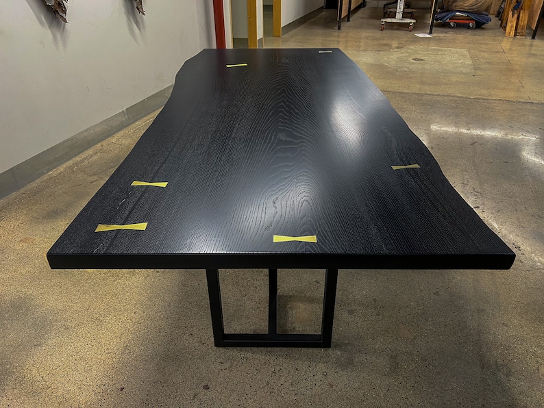 Custom Live Edge Dining Table. Black Table, Kitchen Table, Ebonized Oak ...