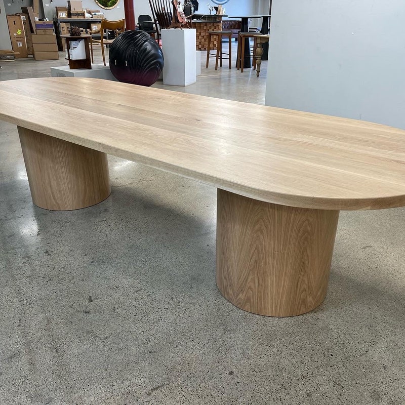 Pedestal White Oak Table - Etsy