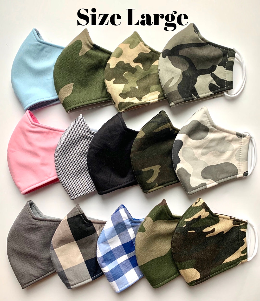 Size Large, 3 Layers Face Mask, Camo Face Mask, Face Mask Washable ...