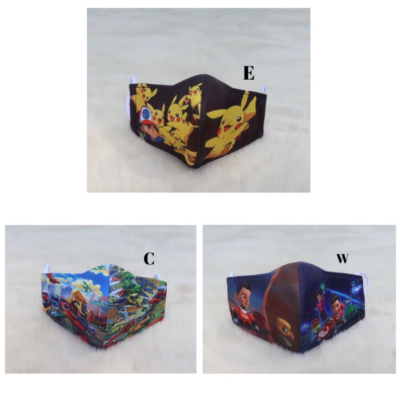 Children Face Mask 3D Printed Characters Kids Face Mask | Etsy