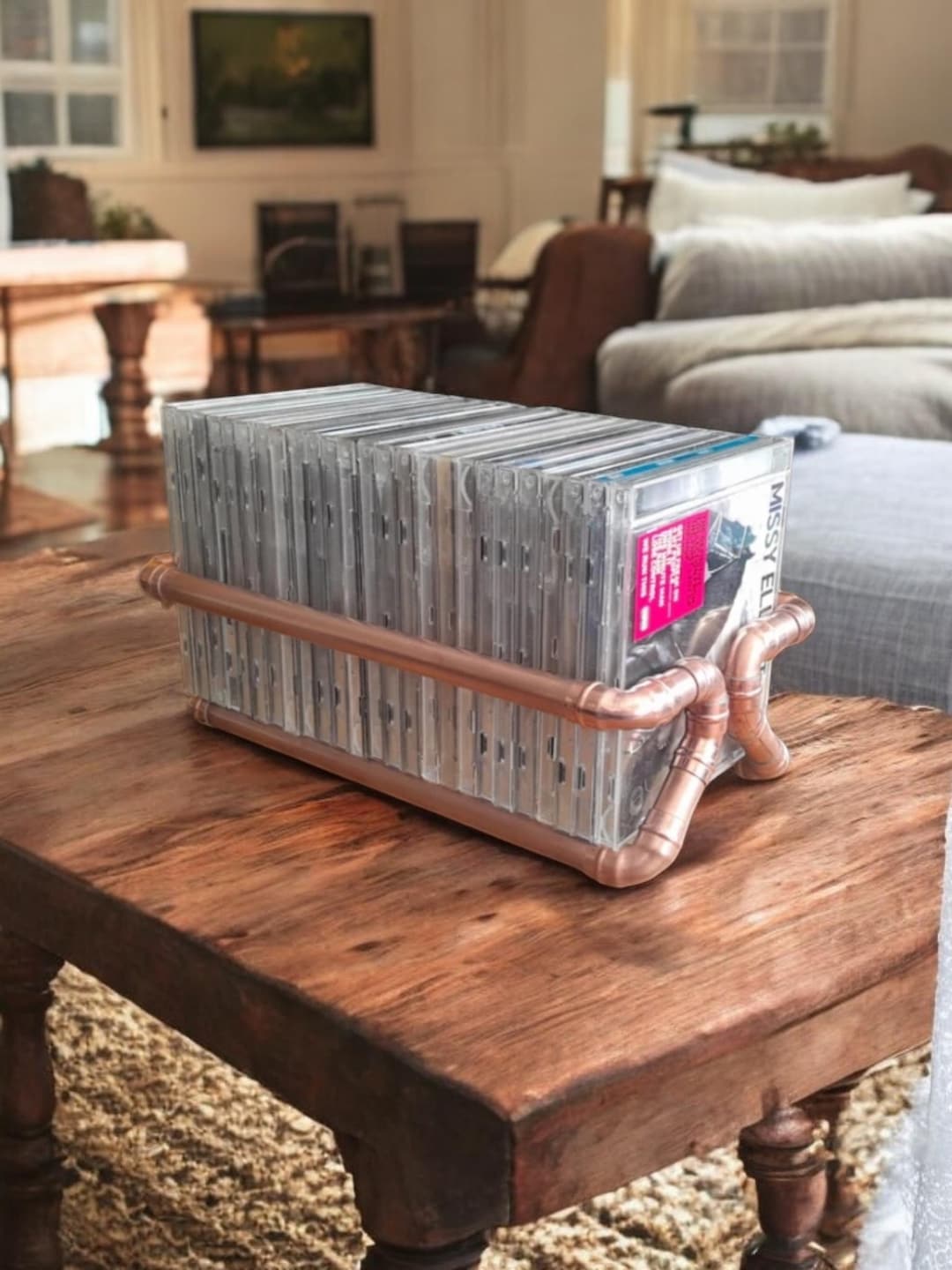 Handcrafted Copper Pipe CD Holder - Holds up to 25 Cds - Unique Storage ...