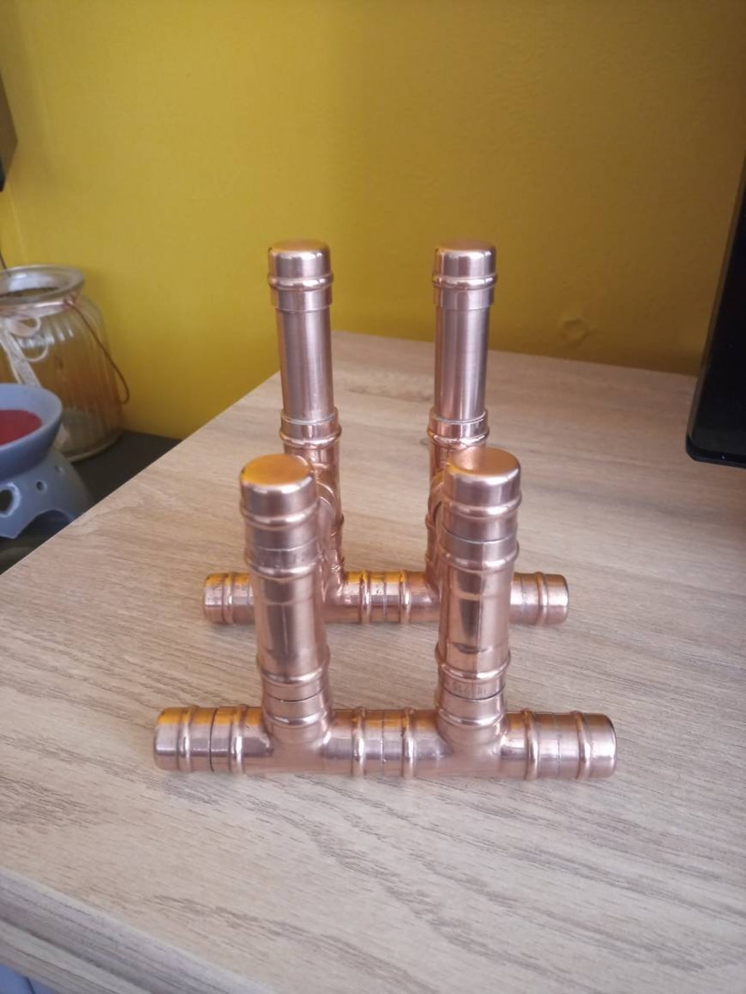 Handmade Copper Pipe Mobile Phone Holder, Space Saving Phone Stand for ...