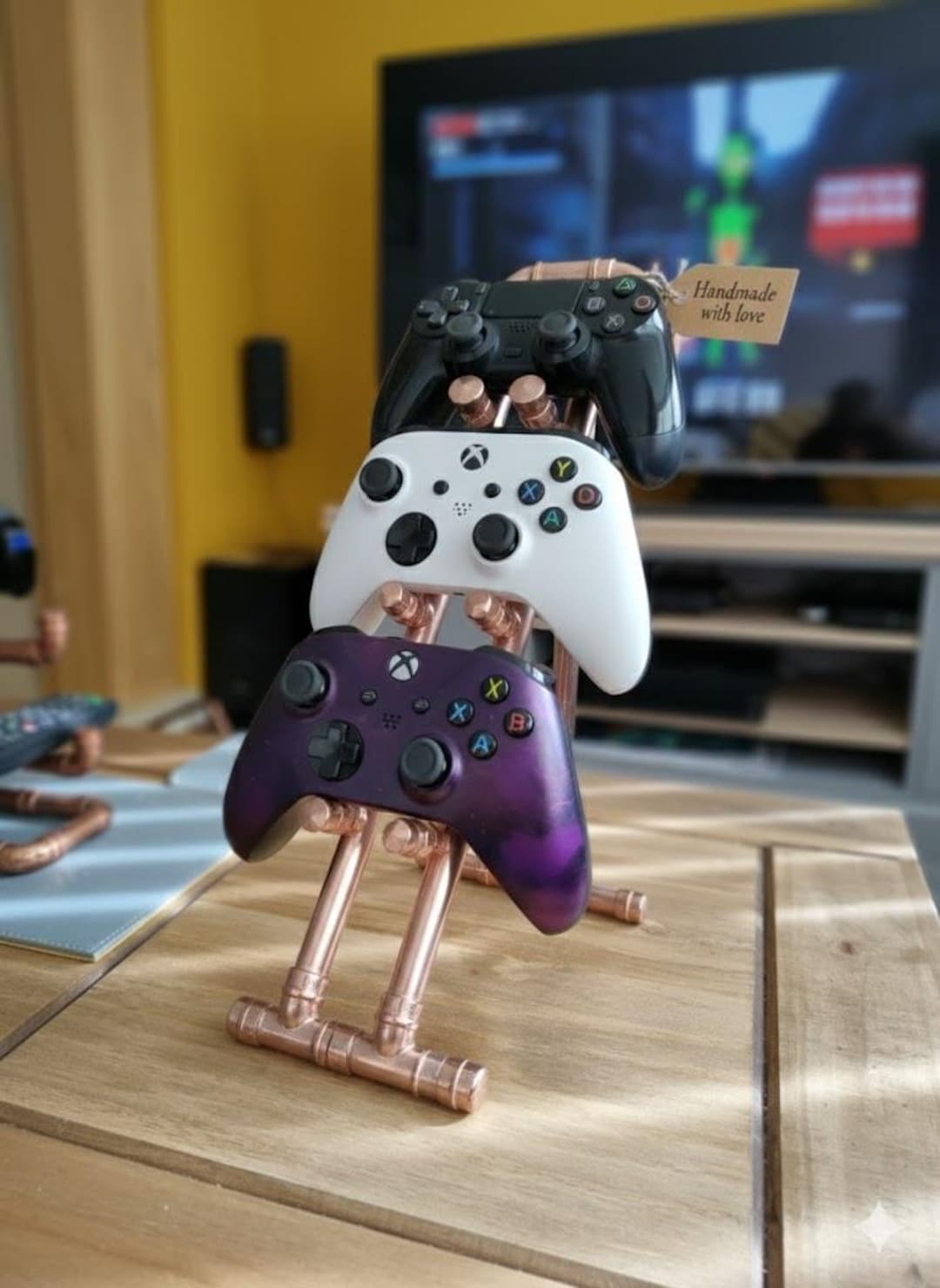 Handmade Copper Pipe Triple Controller Stand | Freestanding Game ...