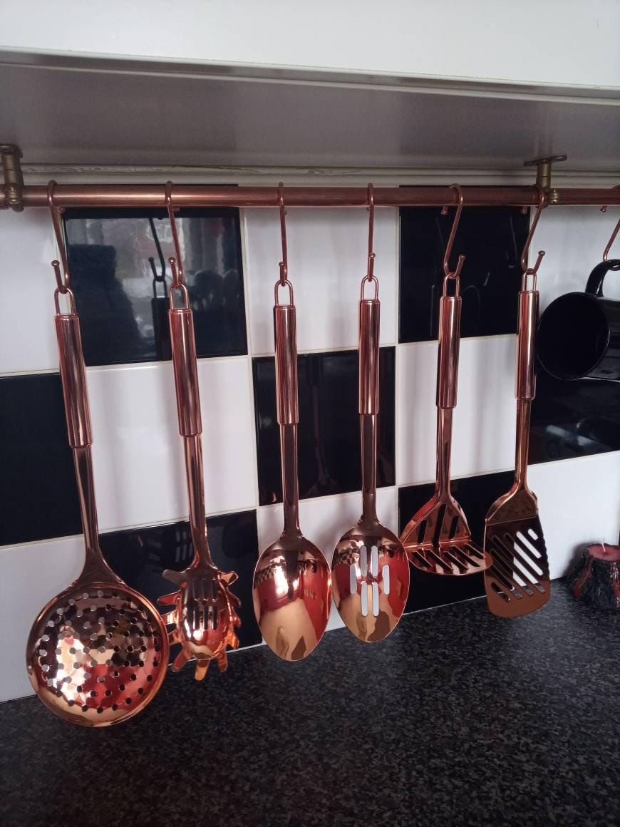 Copper Utensil Rail: 15mm Pipe, Kitchen Pot & Pan Organizer With S ...