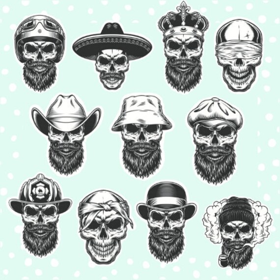 Hipster Skull Sticker Set Sticker Pack Die Cut Stickers | Etsy