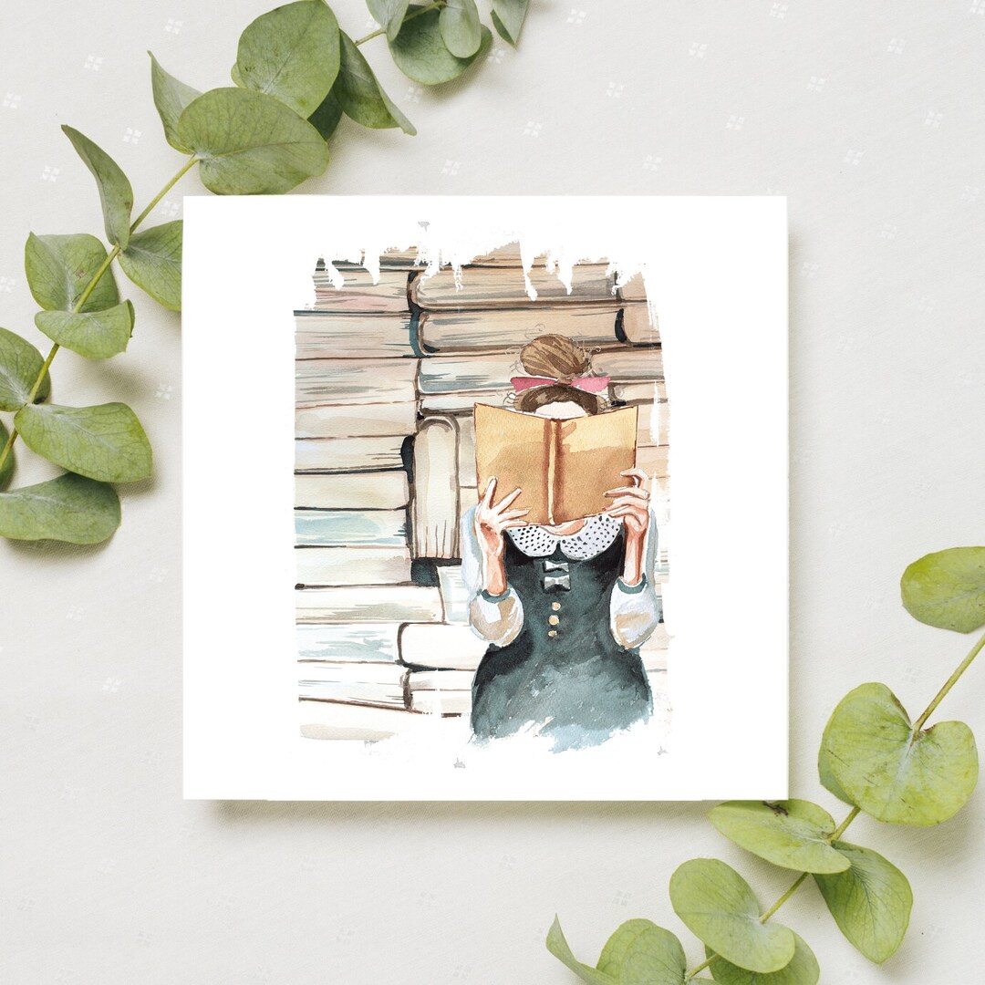 Reader Girl Greetings Card - Greetings Card - Birthday Card - Blank ...