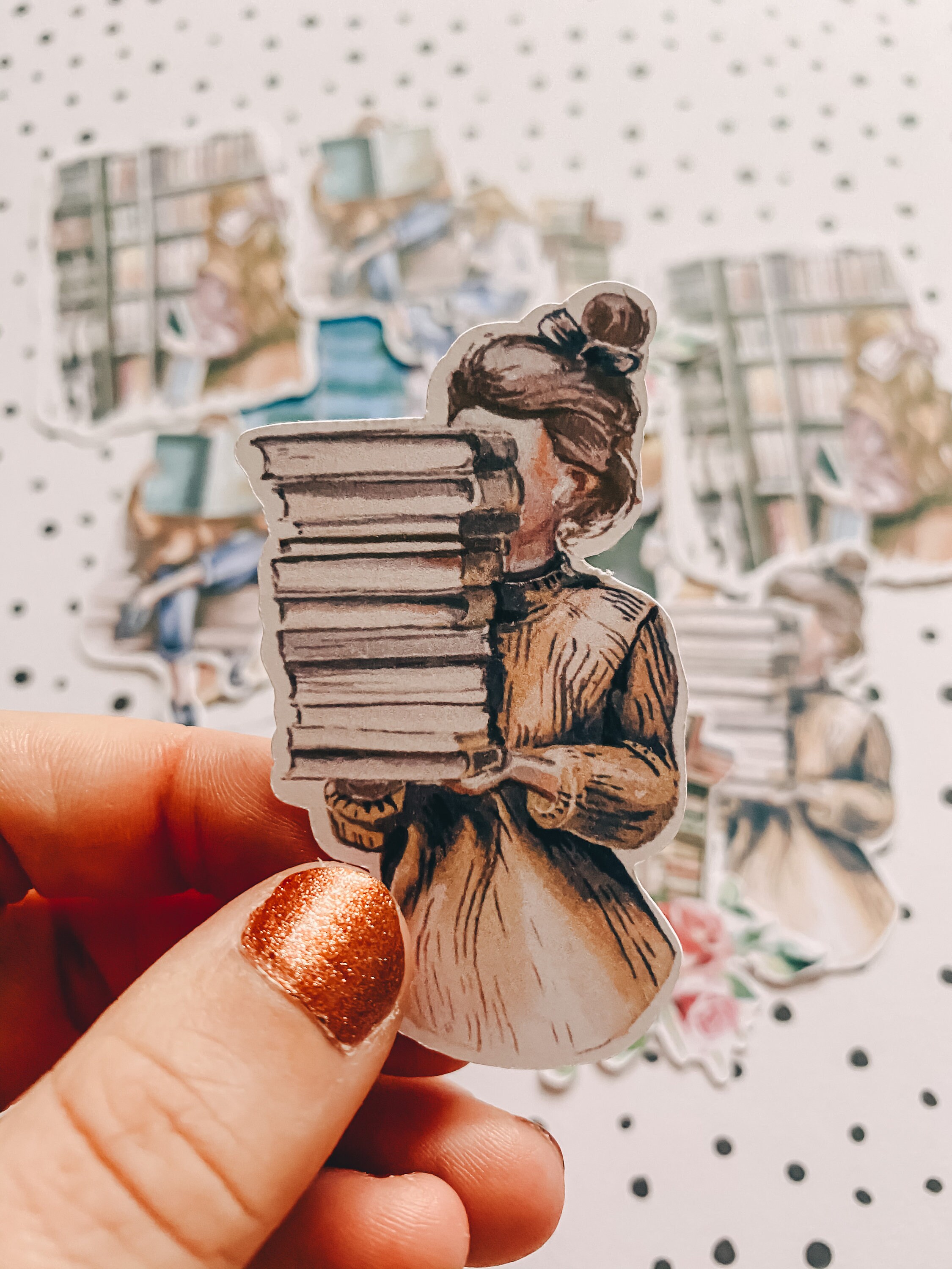 Reader Girl Sticker Set Reading Stickers Book Stickers | Etsy