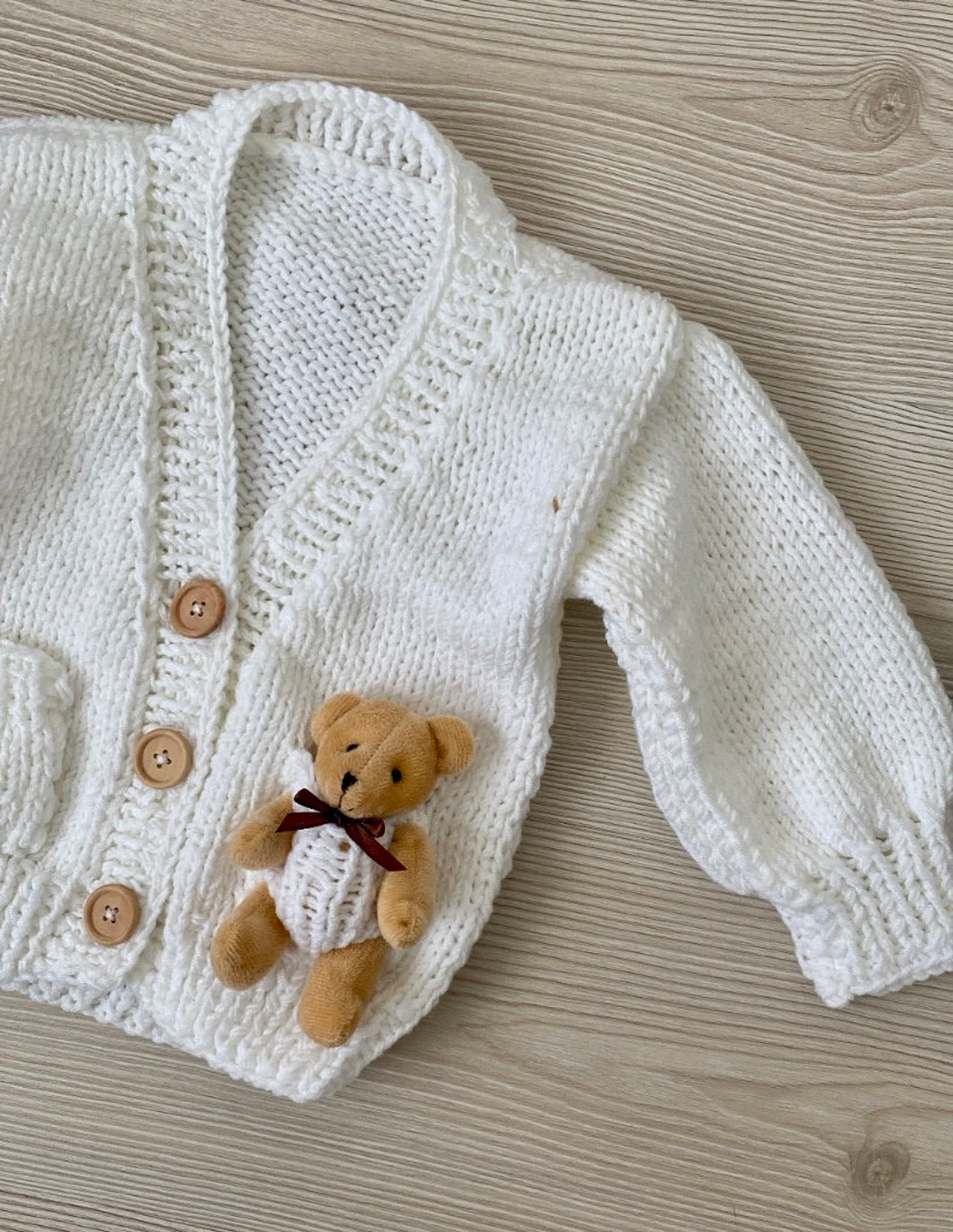 Knitted Handmade Baby Teddy Bear Cardigan, Cardigan With Toys - Etsy
