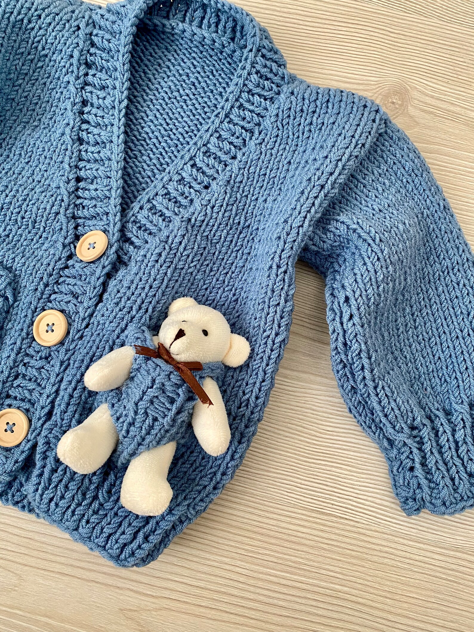 Knitted Handmade Baby Teddy Bear Cardigan, Cardigan With Toys - Etsy