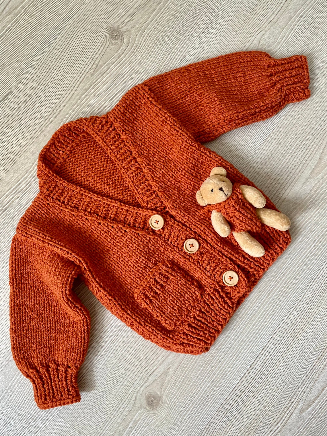 Knitted Handmade Baby Teddy Bear Cardigan, Cardigan With Toys - Etsy