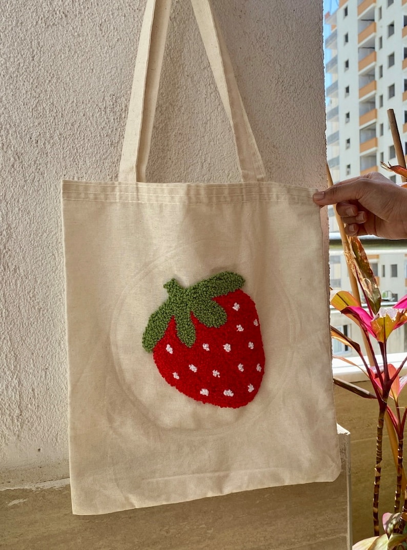 Handmade Cute Punch Needle Tote Bag Embroidered Shopper - Etsy