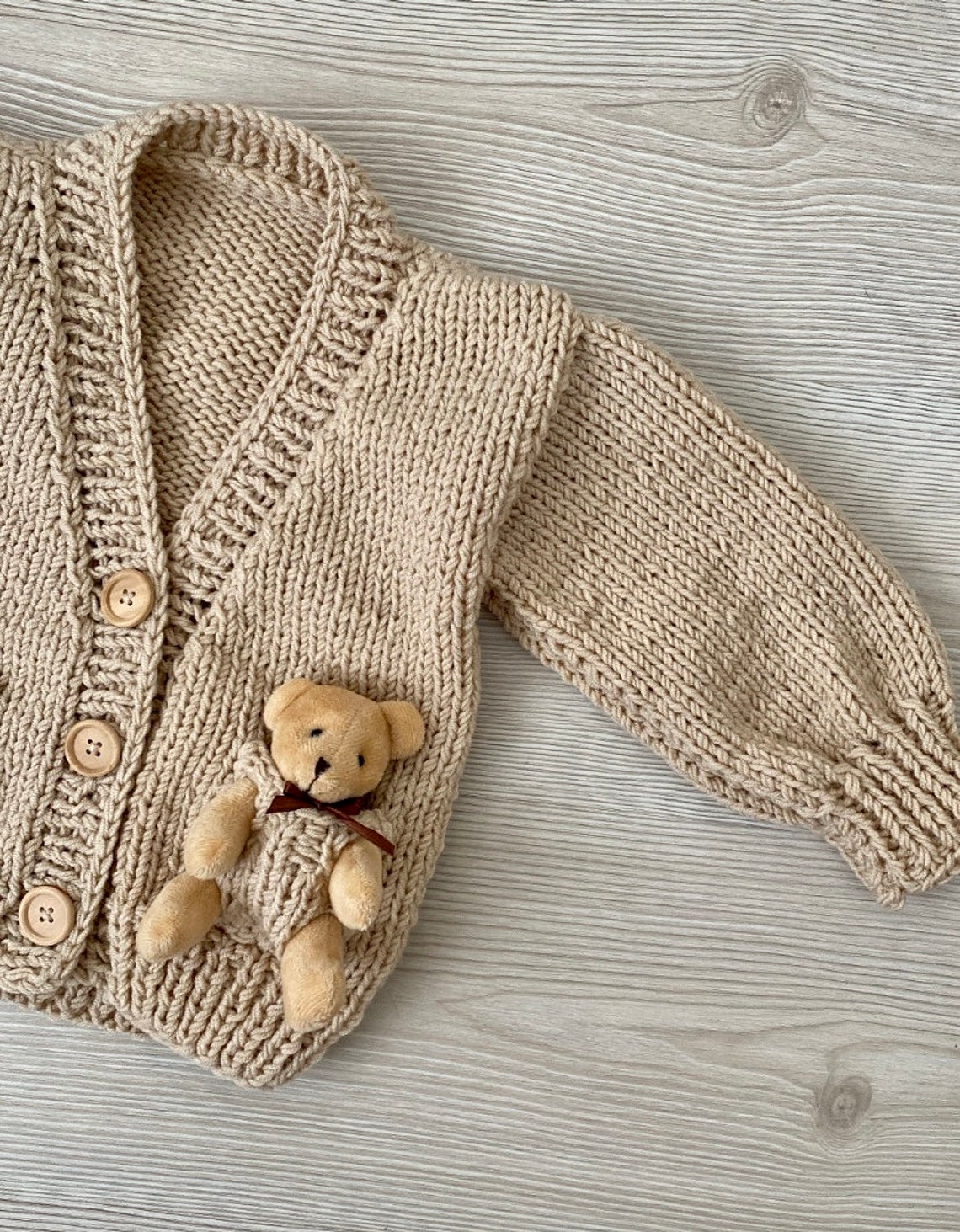 Knitted Handmade Baby Teddy Bear Cardigan, Cardigan With Toys - Etsy