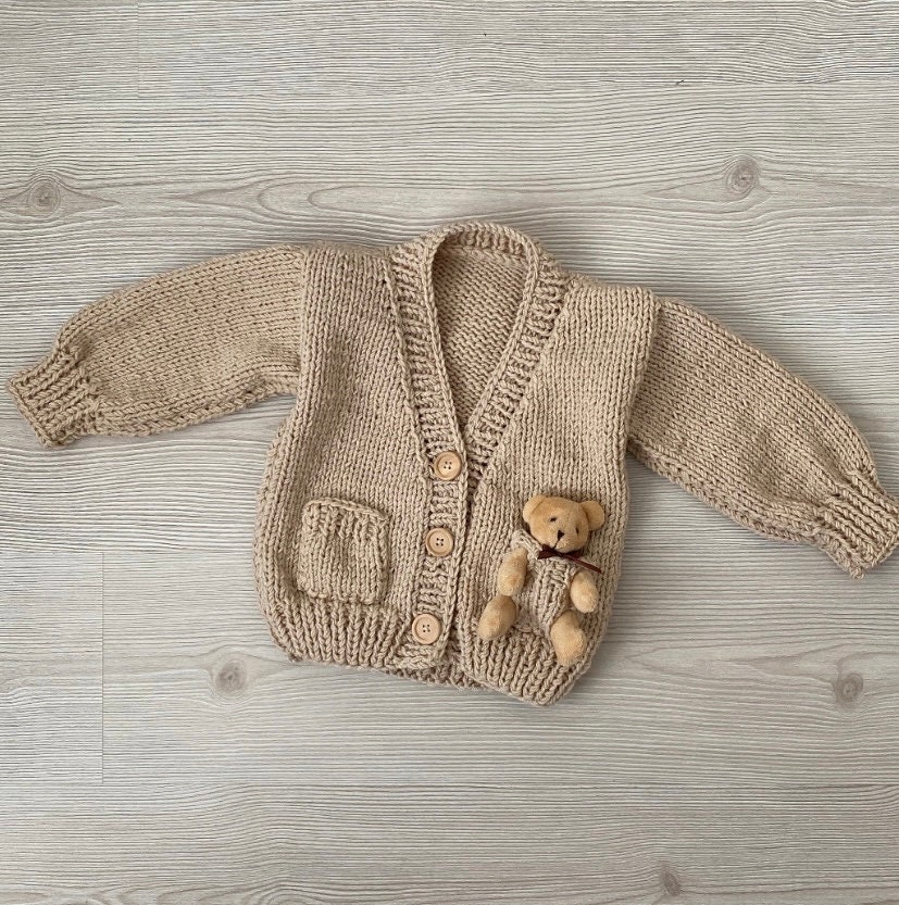 Knitted Handmade Baby Teddy Bear Cardigan, Cardigan With Toys - Etsy