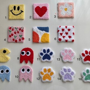 Punch Needle Coasters, Handmade Mug Rug, Drink Coasters - Etsy