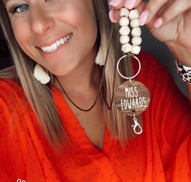Personalized Teacher Lanyard Beaded Lanyard Teacher Gift - Etsy