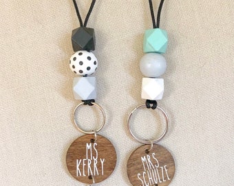 Personalized Teacher Keychain Personalized Teacher Lanyard | Etsy