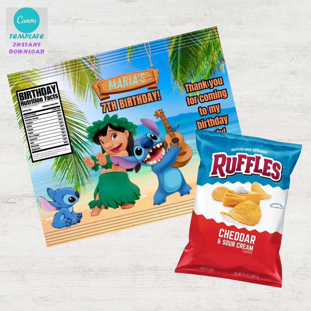 Lilo & Stitch Chip Bag Template: Editable Party Favor (digital File) - Etsy