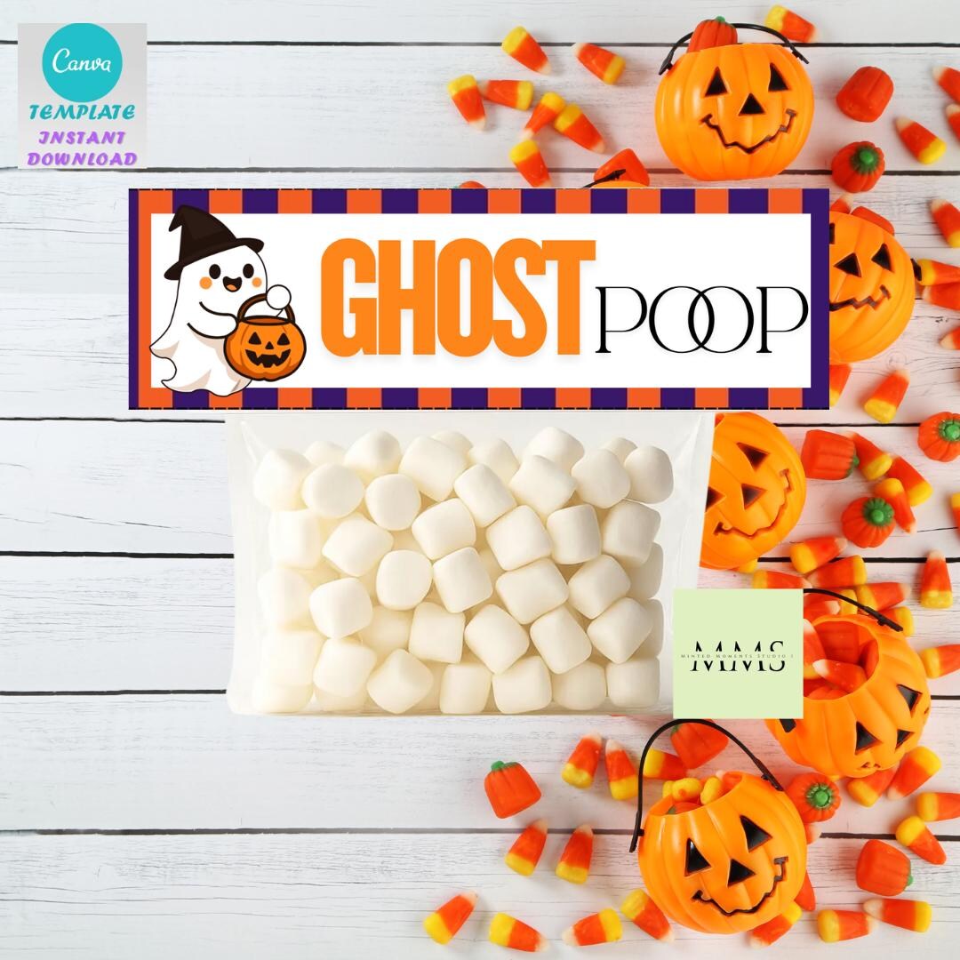 Editable Ghost Poop Halloween Treat Bag Tag (PDF) - Etsy