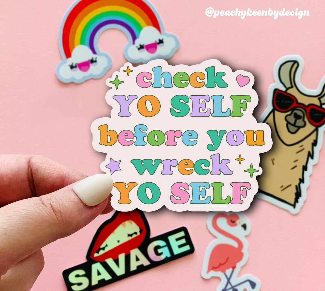 STICKER Check Yo Self Before You Wreck Yo Self | Bumper Sticker ...
