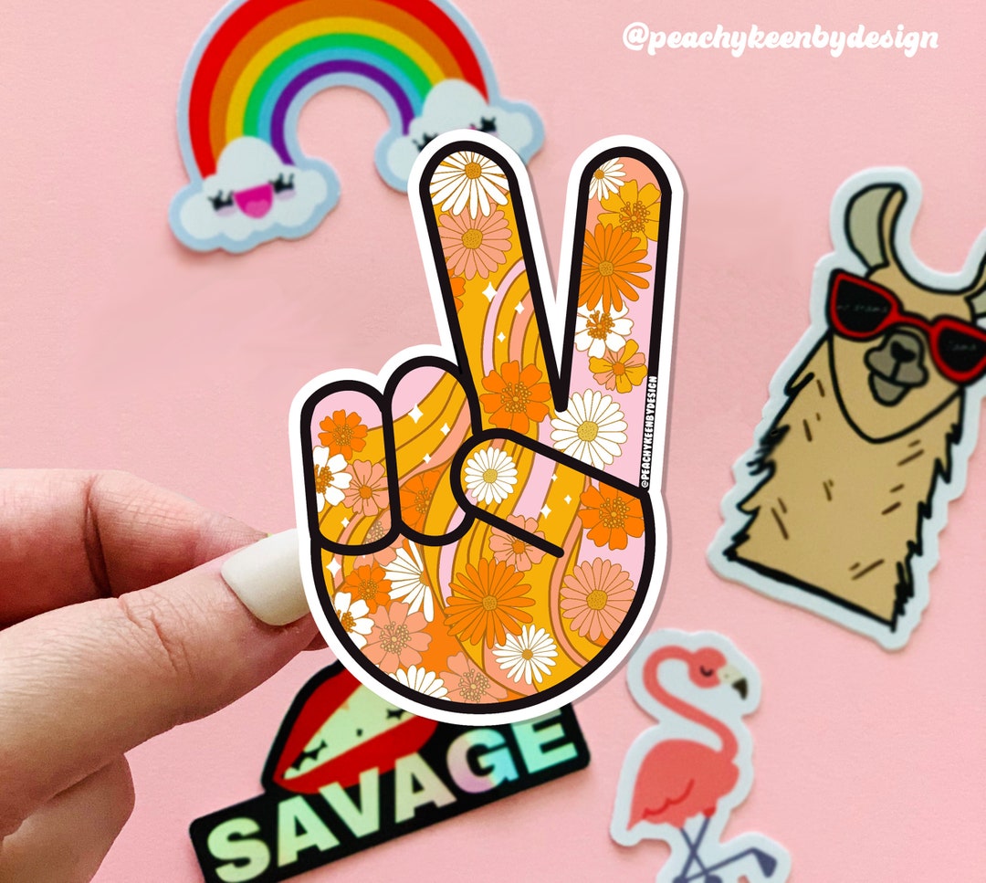 STICKER Retro 60s & 70s Flower Power Peace| Skateboard Sticker, Car ...