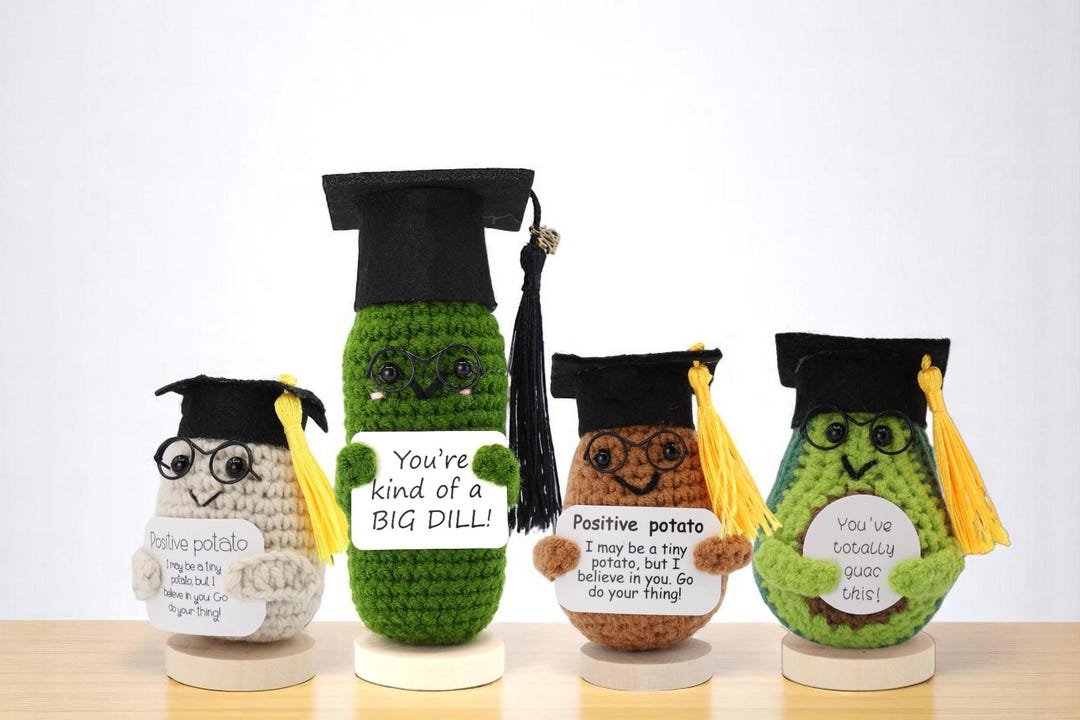 Graduation Positive Pickle With Stand and Glasses, Graduation Potato ...