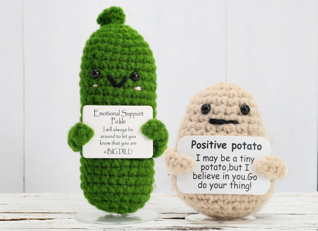 Handmade Positive Potato With Stand, Emotional Support Pickle Crochet ...