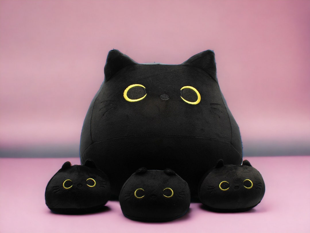 Cute Squishy Cat Plush Toy, Black and White Cats, Stuffed Animal Toys ...