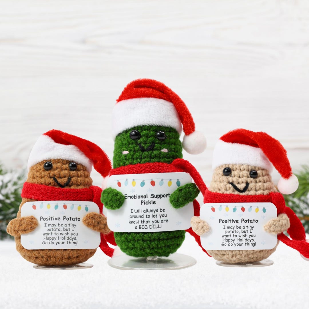 Emotional Support Pickle and Positive Potato Crochet Set. Christmas ...