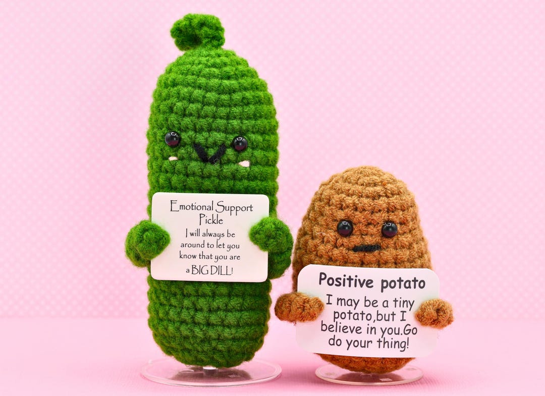 Handmade Positive Potato, Emotional Support Pickle Crochet, Funny Best ...