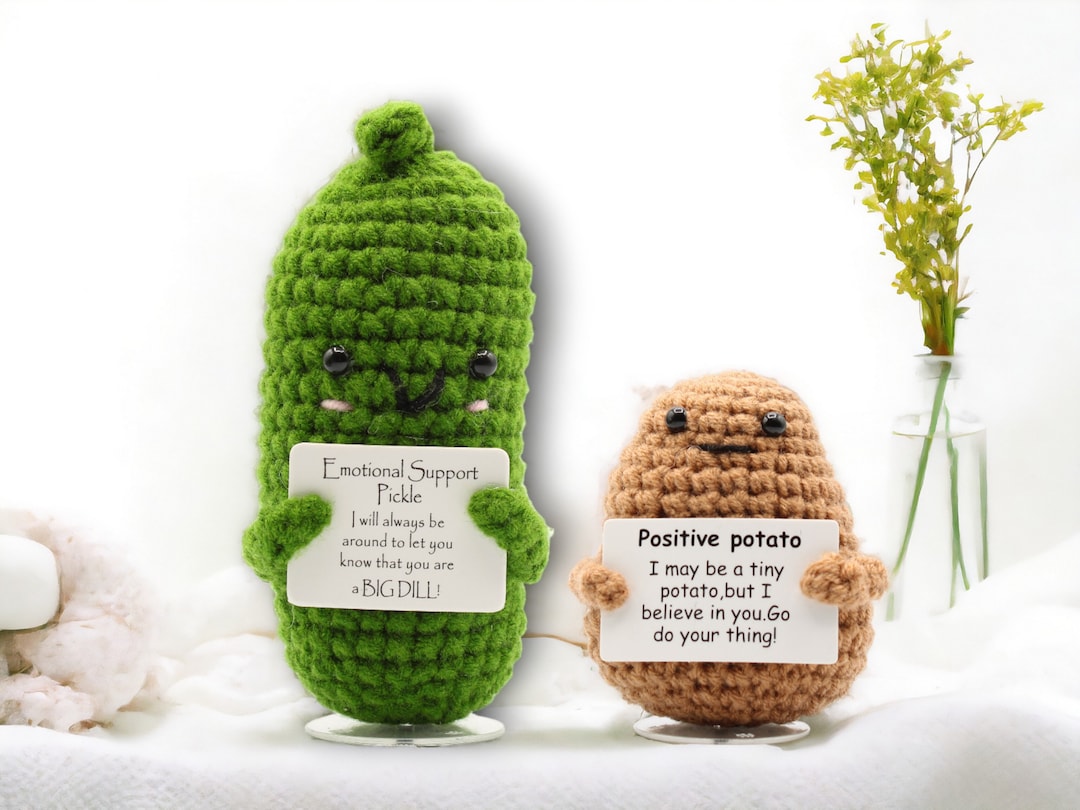 Positive Potato, Emotional Support Pickle Crochet Toy, Handmade Best ...