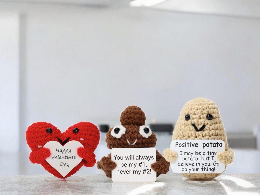 Handmade Positive Potato, Emotional Support Pickle Crochet, Funny ...