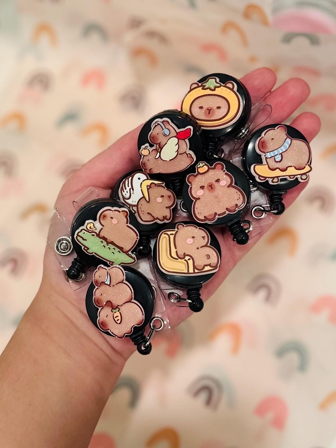 Capybara Badge Reel, Kawaii Capybara, Anime Badge Reel Charm, Gift for ...