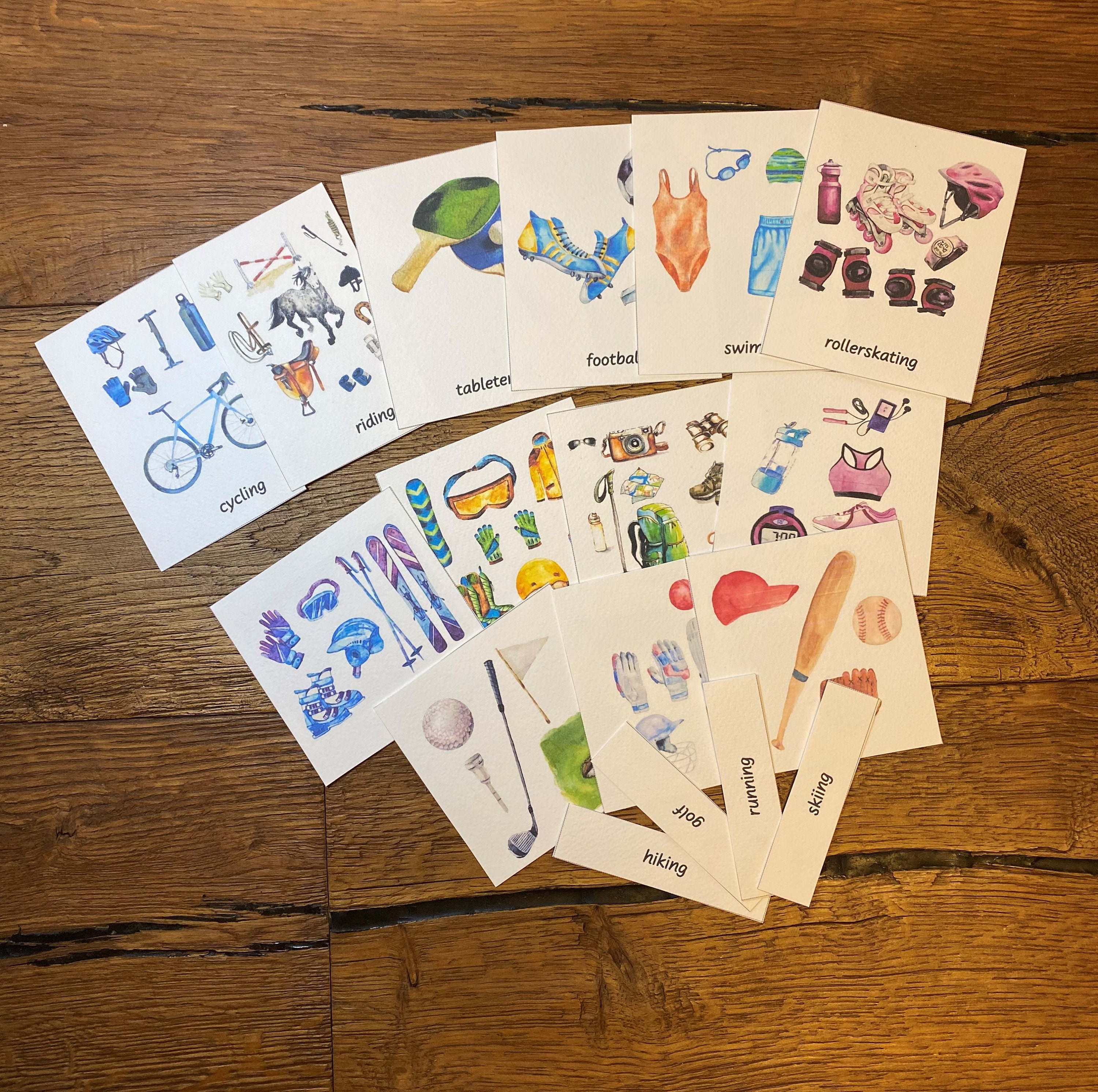 SPORTS Three Part Cards Montessori 20 Editable Cards - Etsy