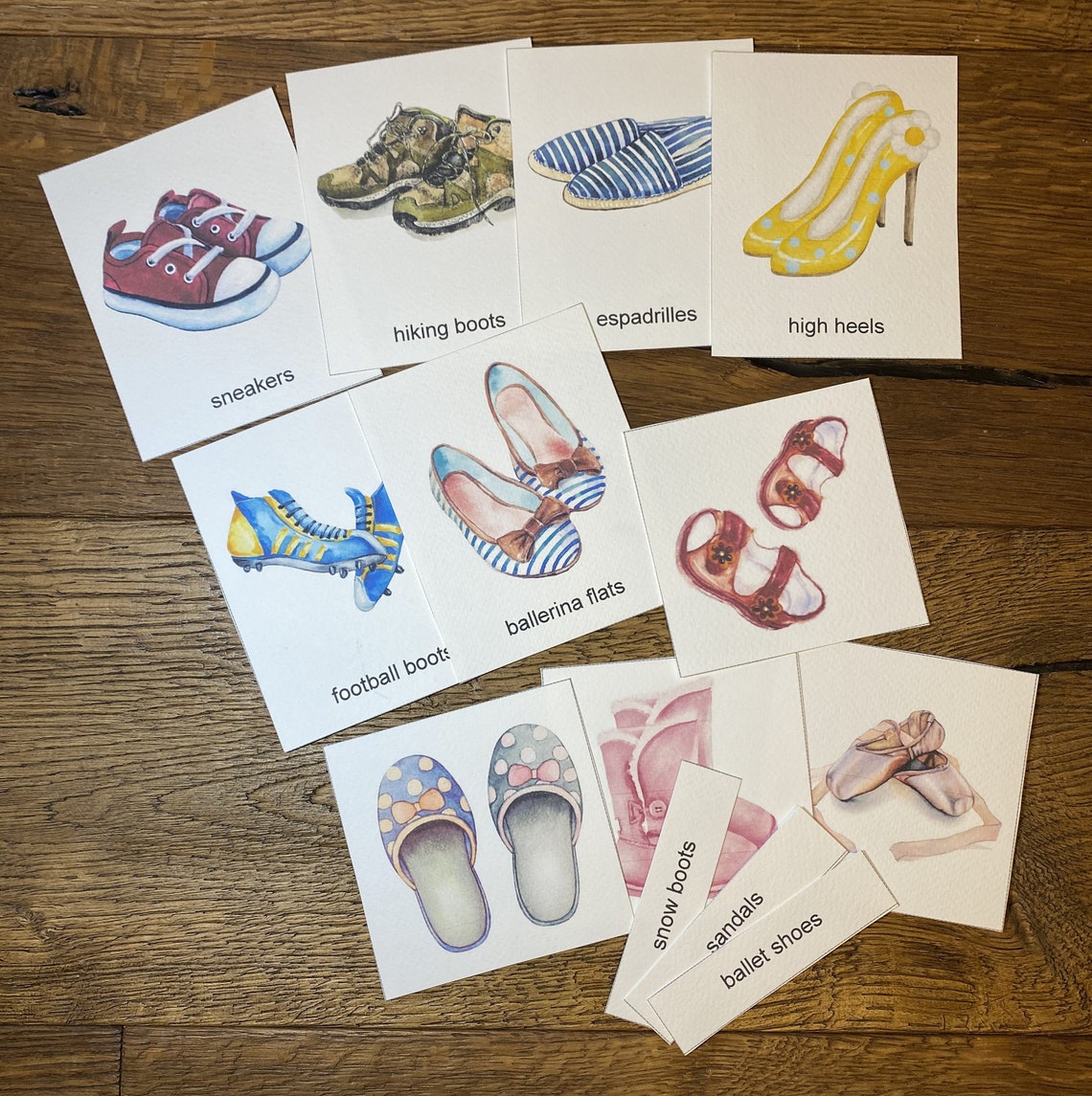 Buy SHOES Three Part Cards Montessori 24 Editable Cards Multilingual ...