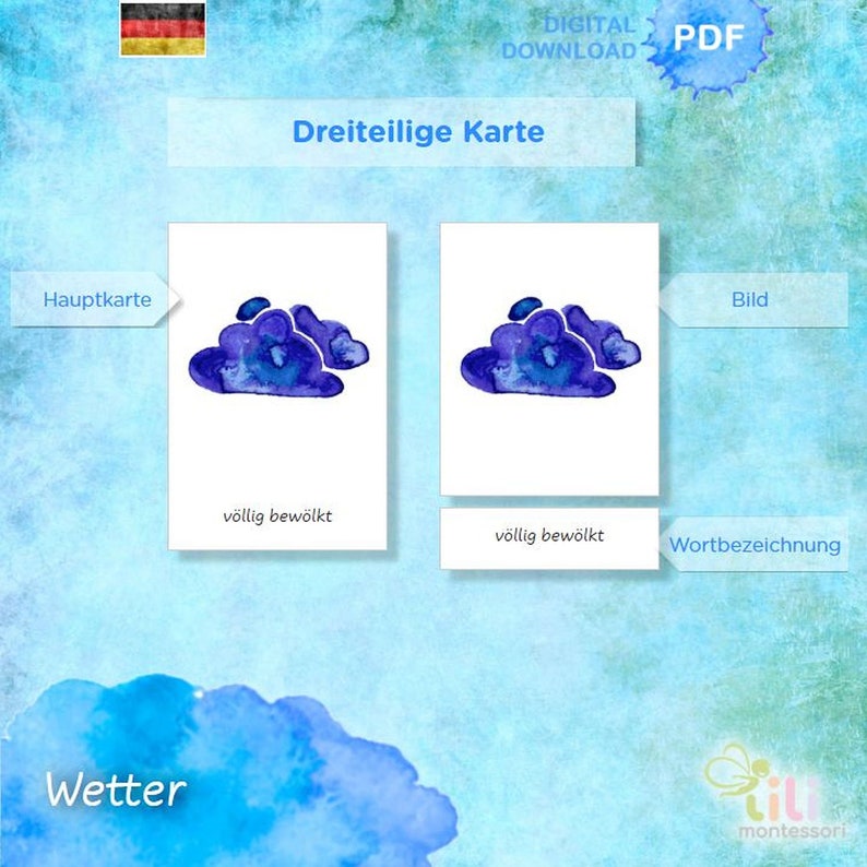 WEATHER SYMBOLS Montessori 3 Part Cards 24 Editable Cards - Etsy