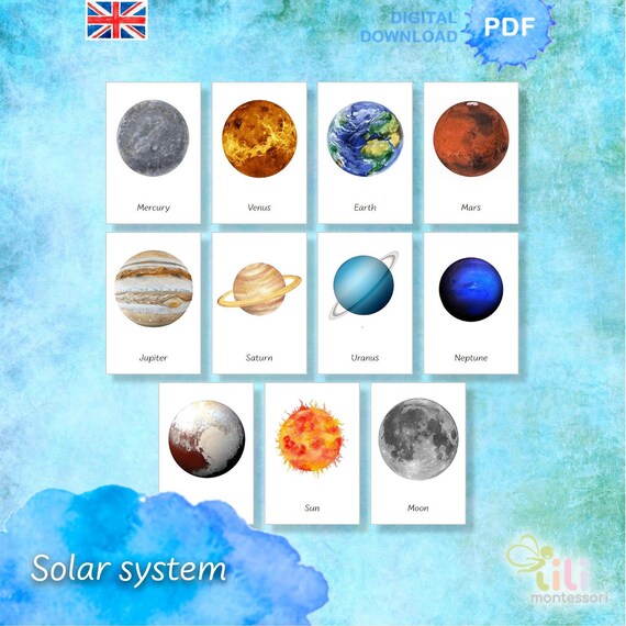 SOLAR SYSTEM Three Part Cards 28 Montessori Editable Cards - Etsy