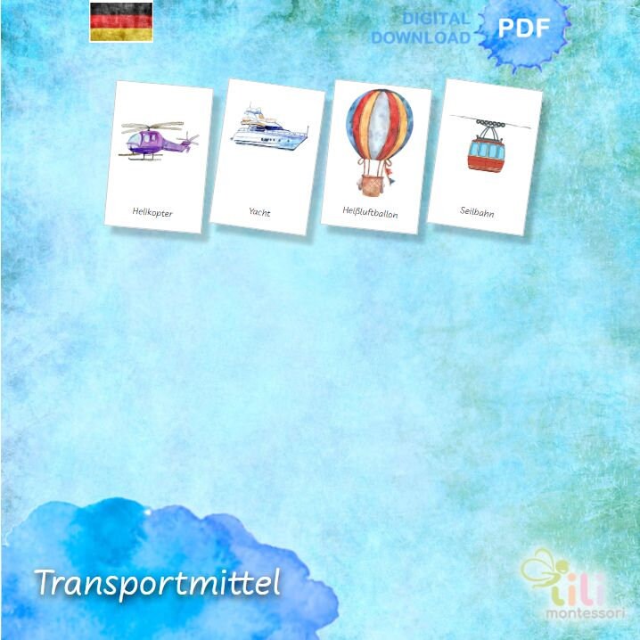 TRANSPORTATION 3 Part Cards Montessori 24 Editable Cards - Etsy