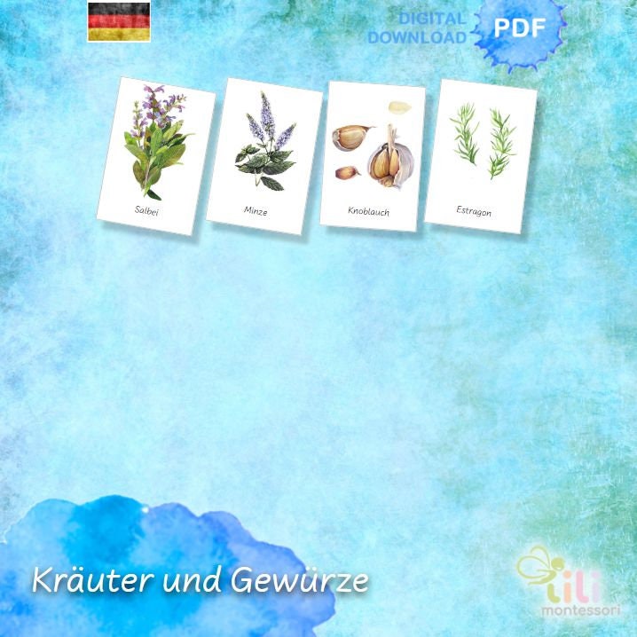 HERBS AND SPICES Montessori 3 Part Cards ⁕ 28 Editable Cards ...
