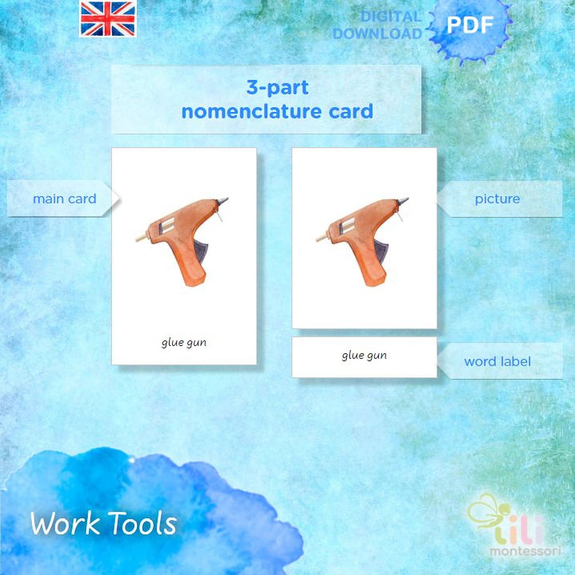 WORK TOOLS Three Part Cards Montessori ⁕24 Editable Cards ...