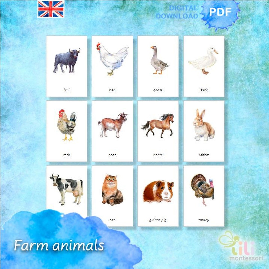 FARM ANIMALS Three Part Cards Montessori ⁕20 Editable Cards ...